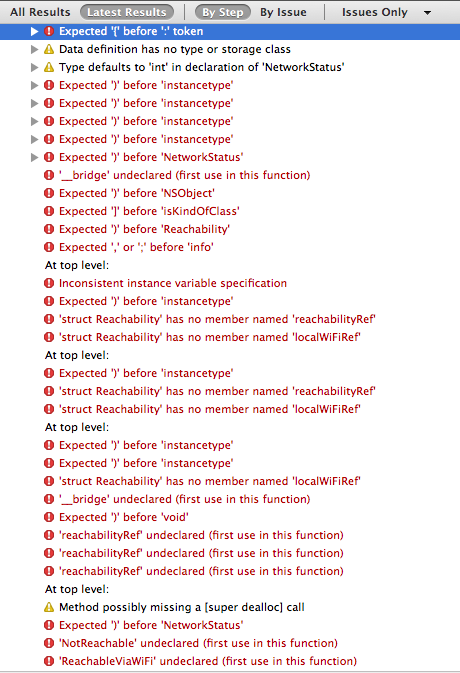 Compiler Errors With Reachability Classes In Xcode 326 And Ios Stack Overflow